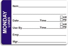 2" x 3" Dissolvable Day of the Week Shelf Life Date Labels®