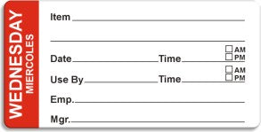 4" x 2" Removable Day of the Week Prep Date Labels®